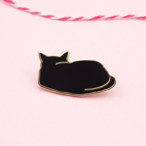 Black Cat Enamel Pin Etsy
