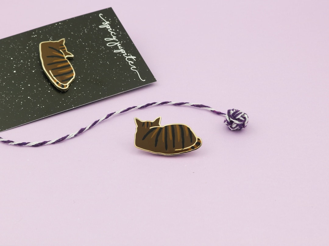 Brown Tabby Cat Pin Cute Tabby Pin Cat Brooch Tabby Cat - Etsy UK
