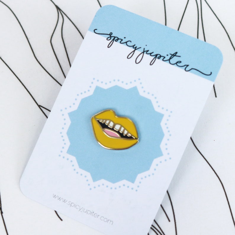 Yellow Lips Pin / Aesthetic Enamel Pin / Denim Jacket Pin - Etsy UK