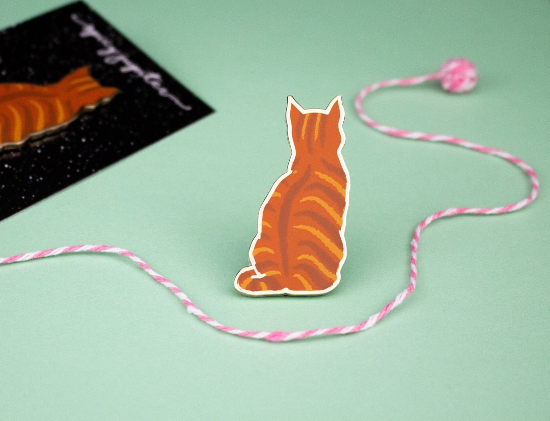 Orange Tabby Cat Enamel Pin: Gold Plated Kitty Badge - Etsy