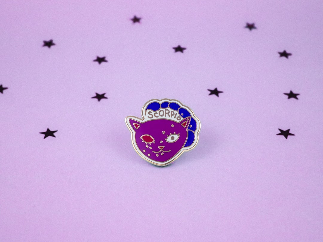 Scorpio Cat Enamel Pin | Star Sign Badge | Cat Pin | Zodiac Gift - Etsy