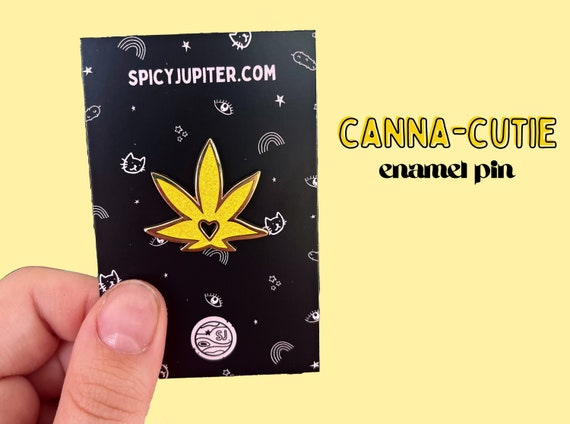 Yellow Pot Leaf Pin Girly Weed Pin Glitter Enamel Brooch - Etsy