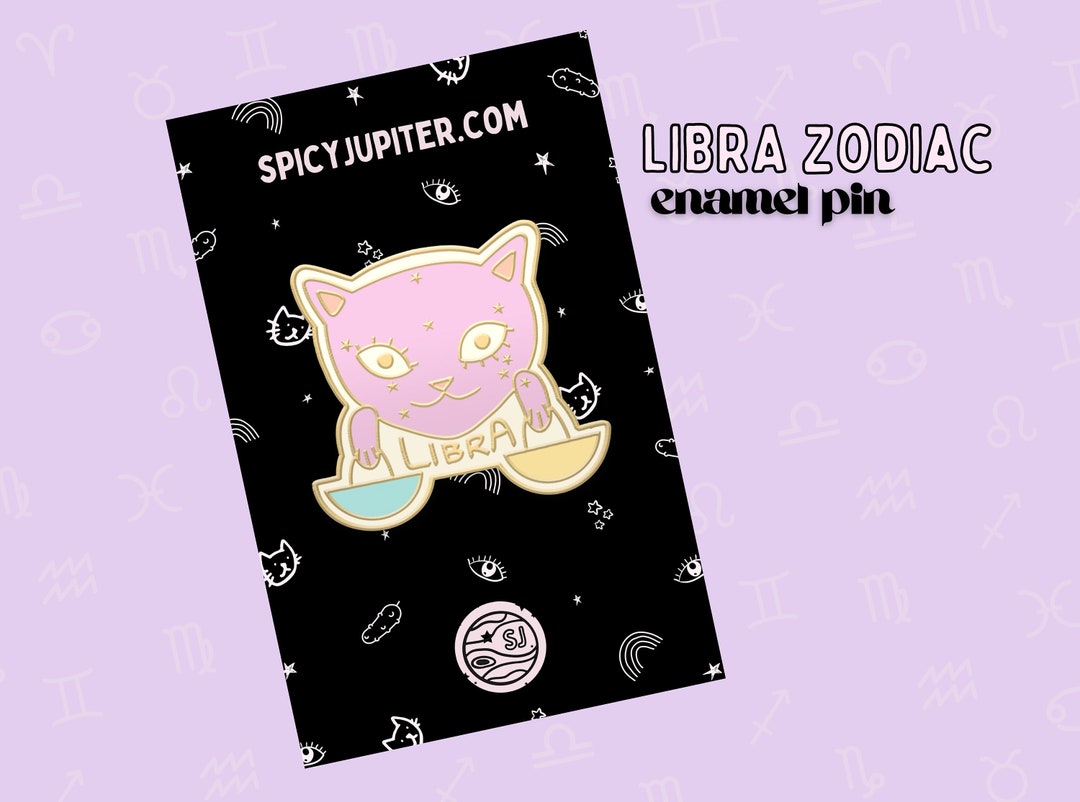 Libra Cat Enamel Pin: Zodiac Star Sign Badge - Etsy