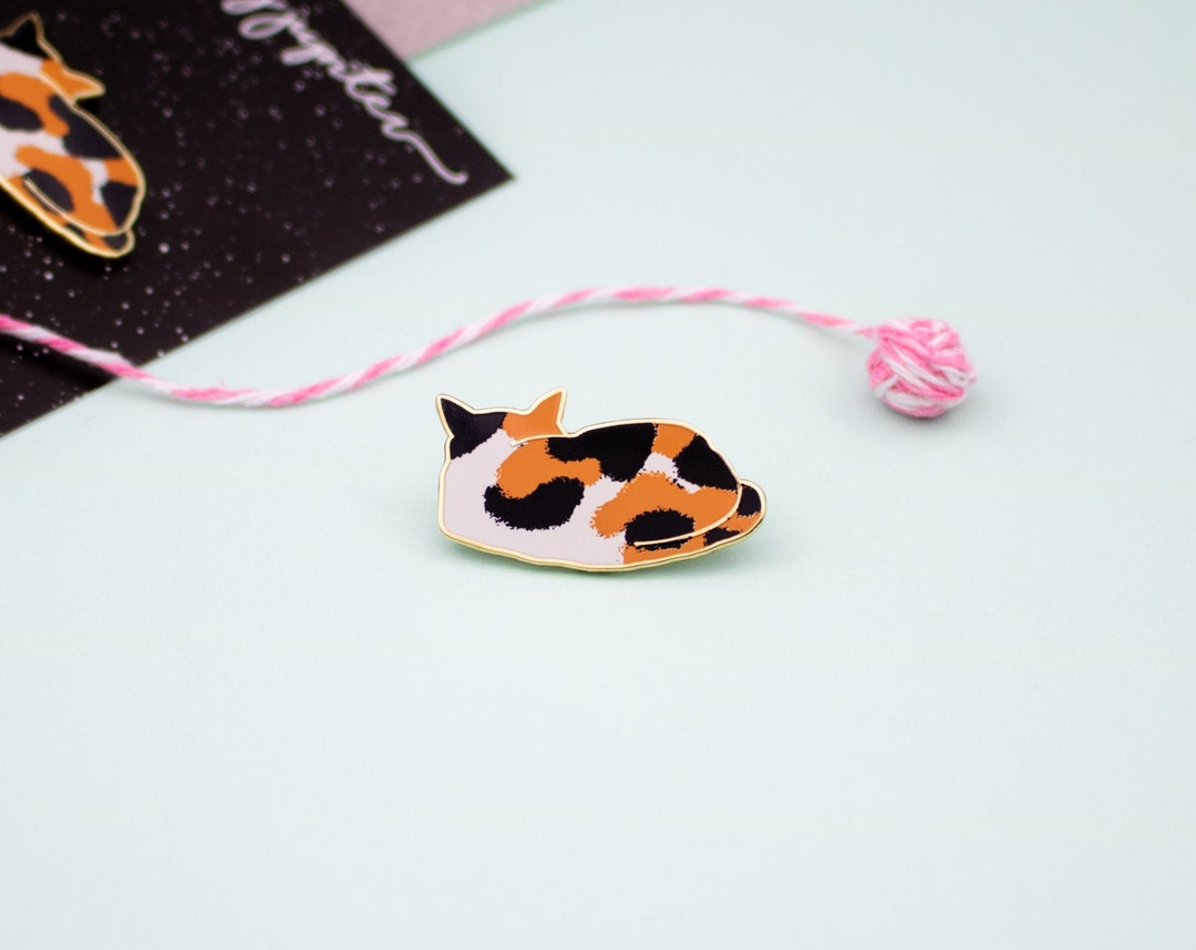 Calico Cat Enamel Pin | Orange, Black and White Cat Pin | Kitty Badge ...