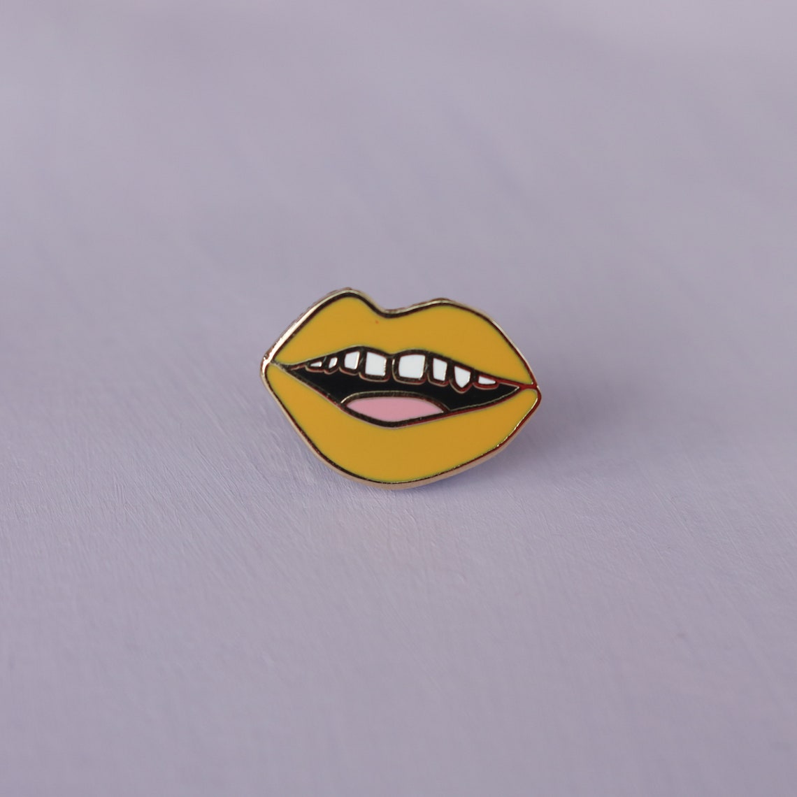 Yellow Lips Pin / Aesthetic Enamel Pin / Denim Jacket Pin - Etsy UK