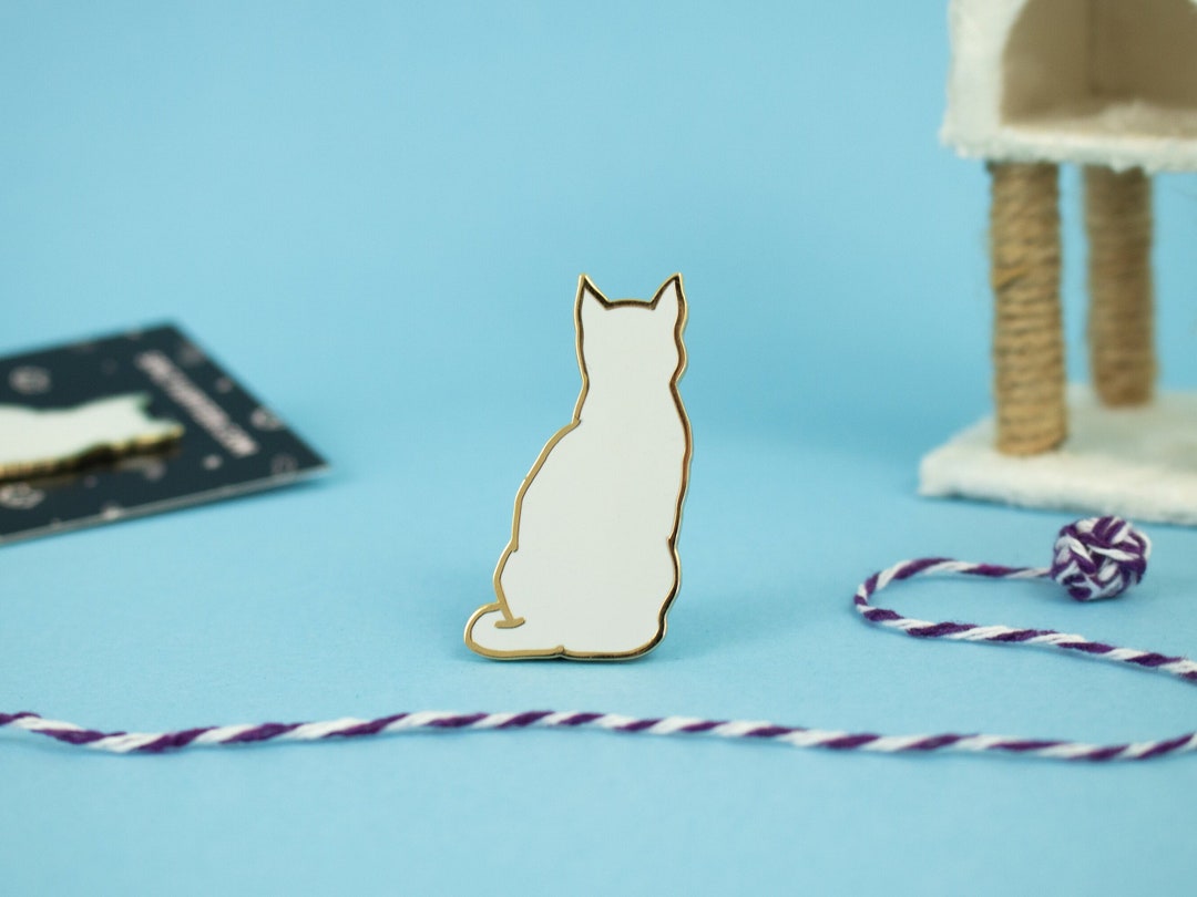 White Cat Enamel Pin, Cat Pin Badge, Kitty Lapel Pin, Cat Person Gift ...