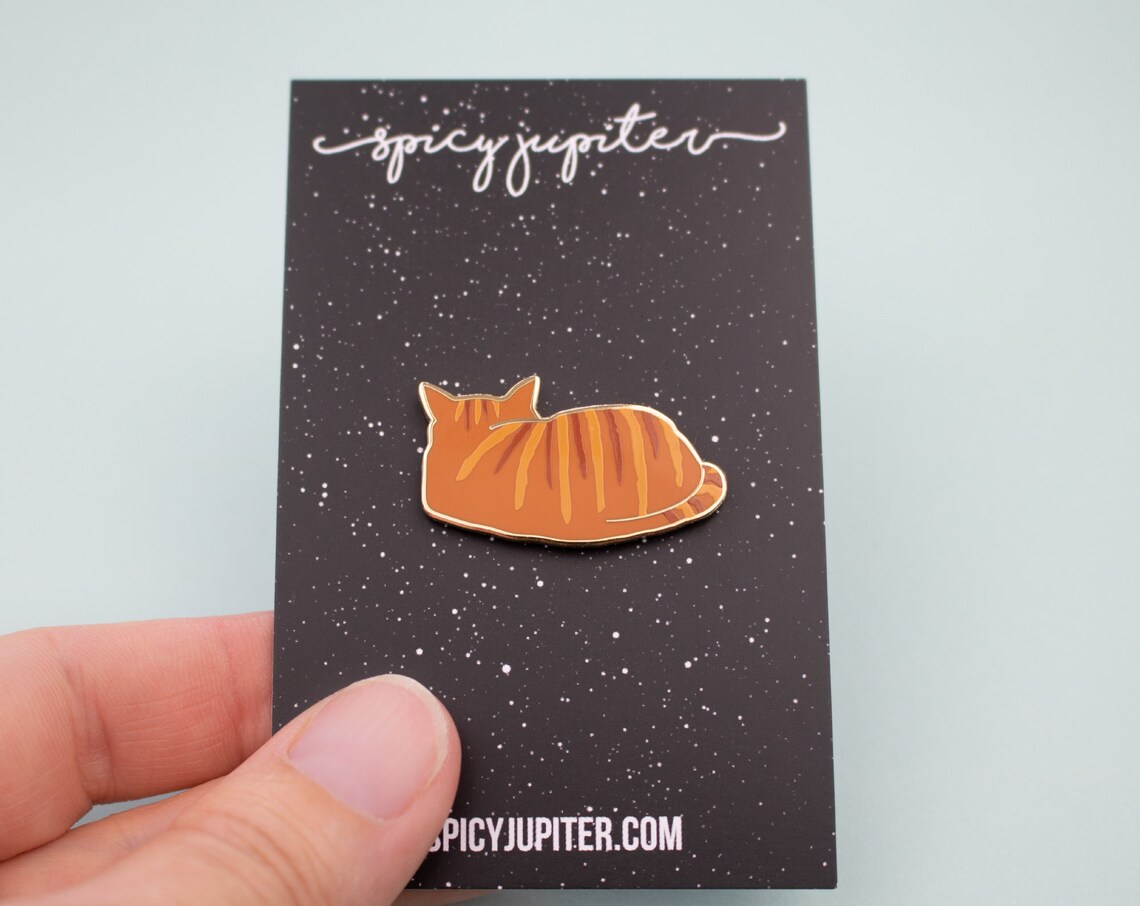 Ginger Tabby Cat Enamel Pin: Gold Plated Kitty Badge - Etsy