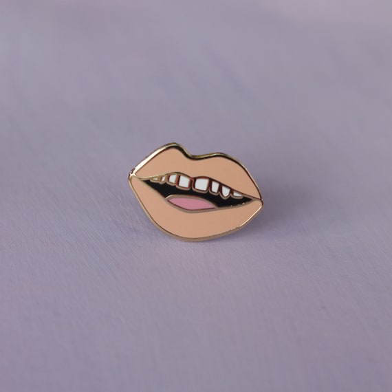 Nude Gap Toothed Lips Pin / Hard Enamel Pin | Etsy