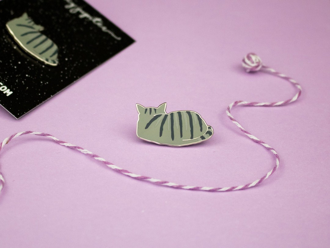 Light Grey Tabby Cat Enamel Pin | Cat Pin | Kitty Badge - Etsy