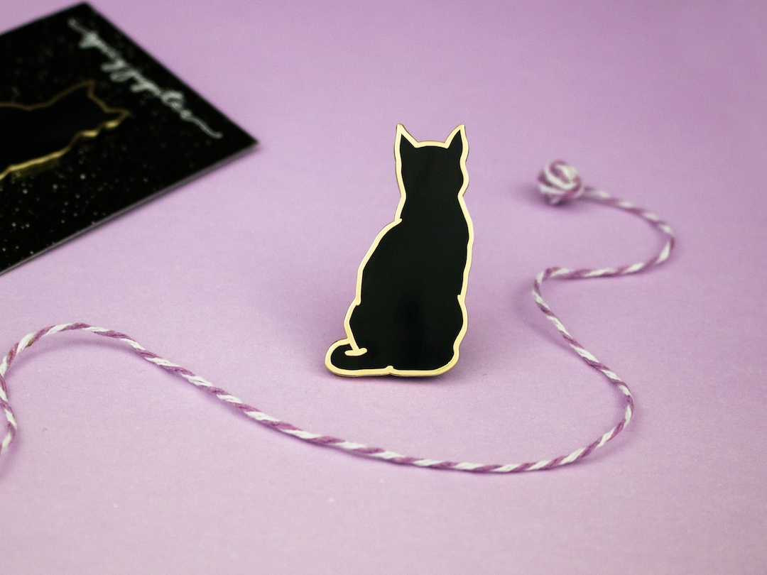 Black Cat Enamel Pin | Void Cat Pin | Sitting Kitty Badge - Etsy UK