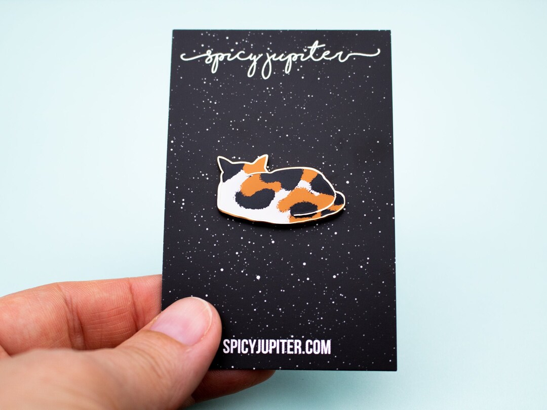 Calico Cat Enamel Pin | Orange, Black and White Cat Pin | Kitty Badge ...