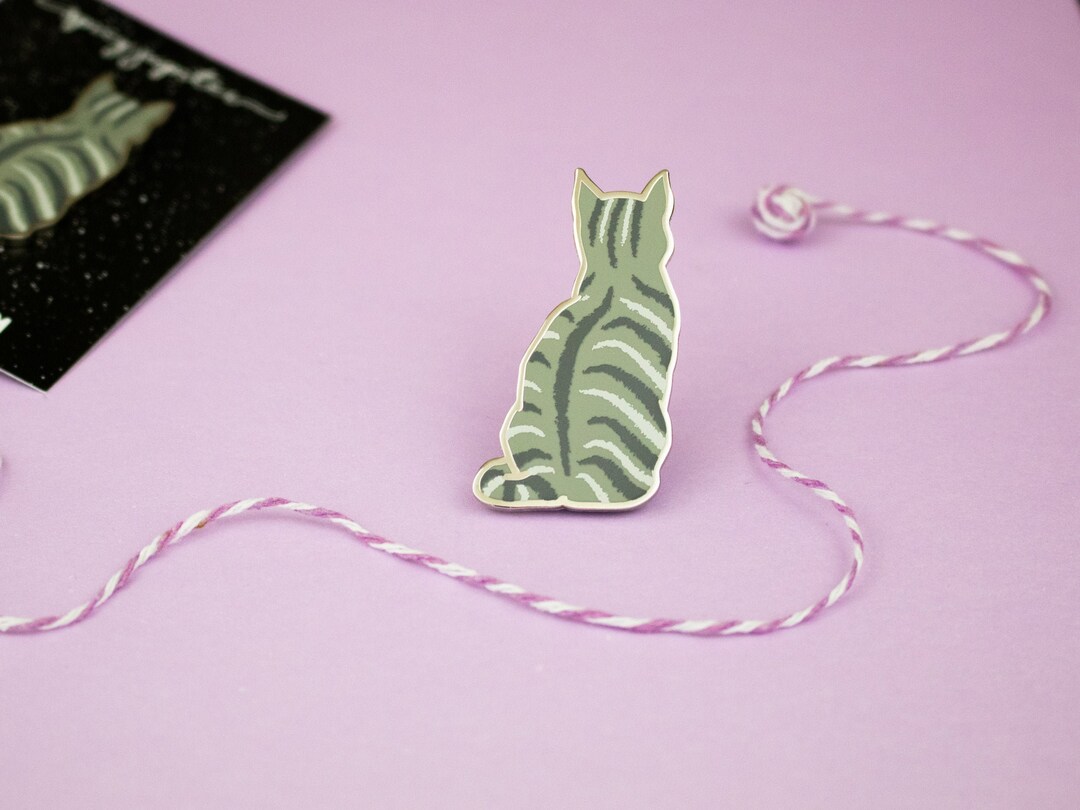 Grey Tabby Cat Pin Cat Hard Enamel Pin Grey Kitty Pin Cat - Etsy