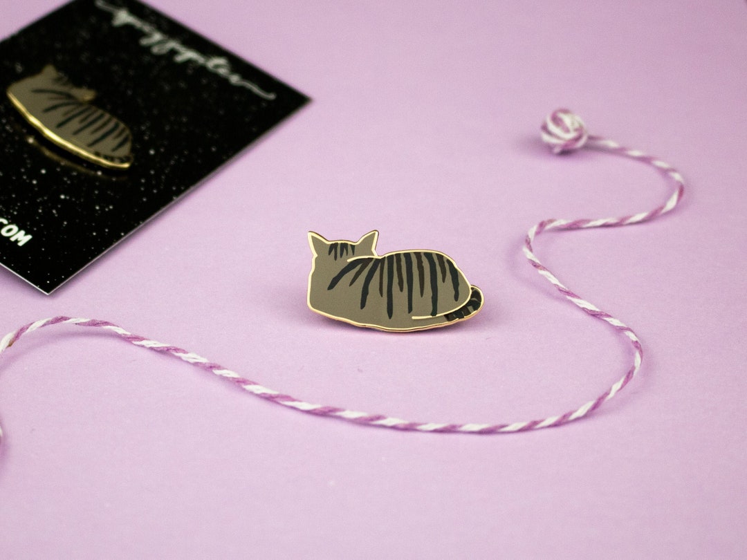 Grey Tabby Cat Enamel Pin, Cute Cat Pin Badge, Cat Lover Gift - Etsy UK