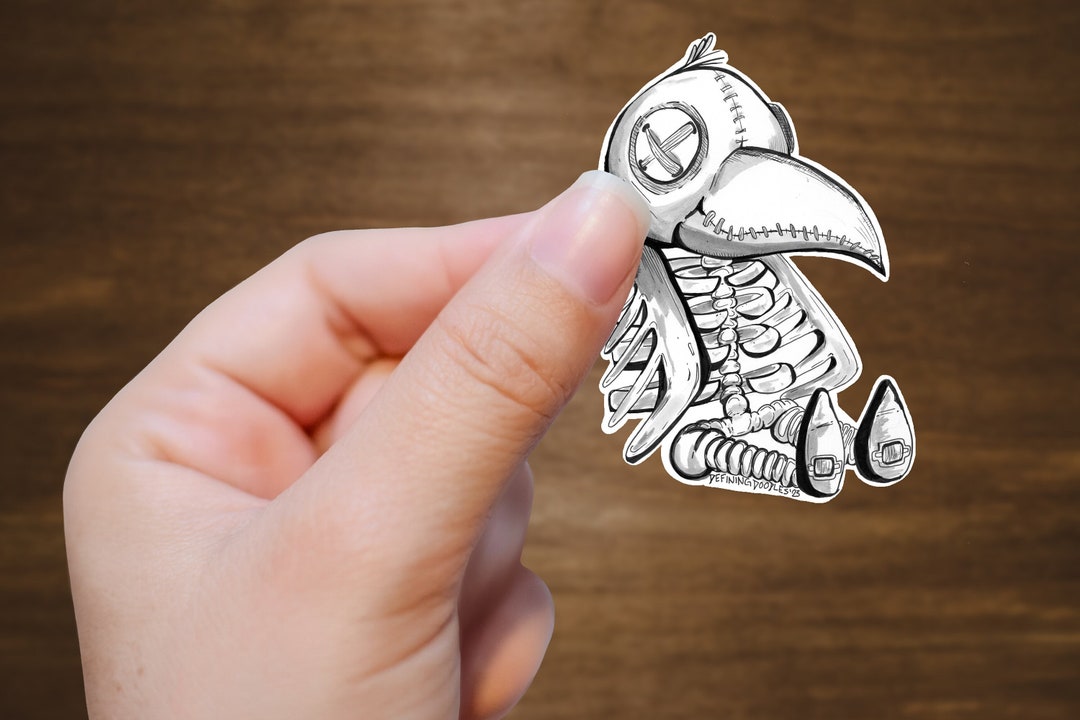 Wheelie Skeleton Crow Sticker - Etsy