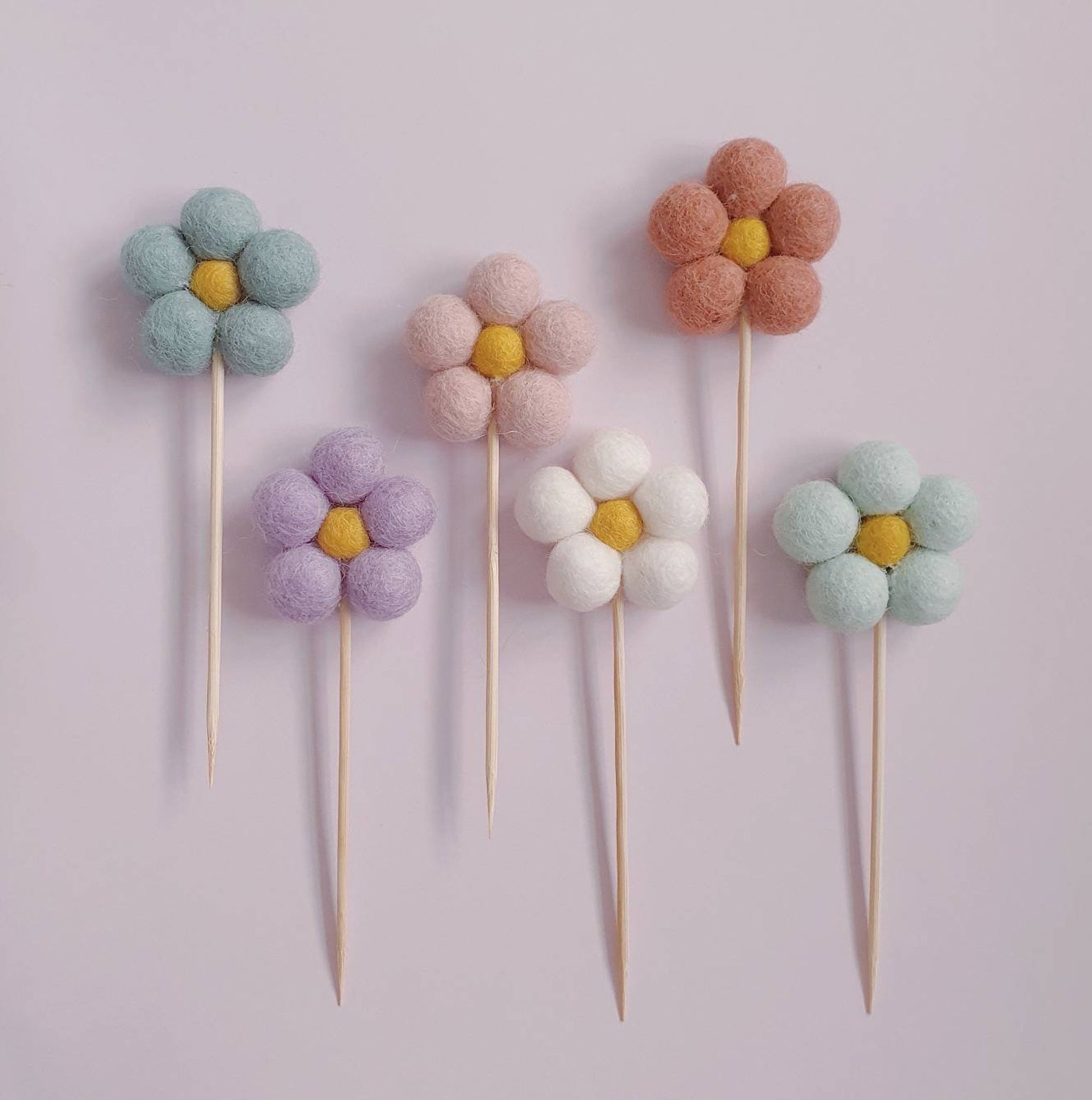 Felt Ball Blossom Cake/cupcake Topper - Etsy