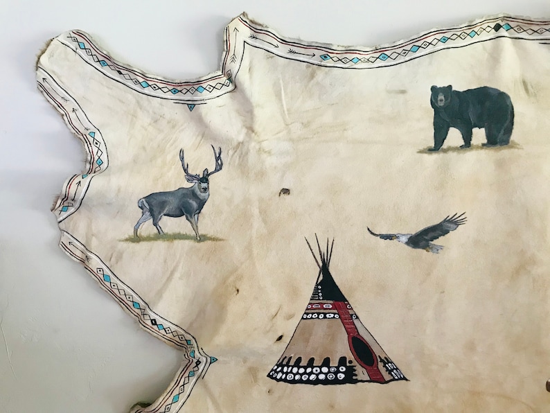 Painted Elk Hide Wall Art - Etsy