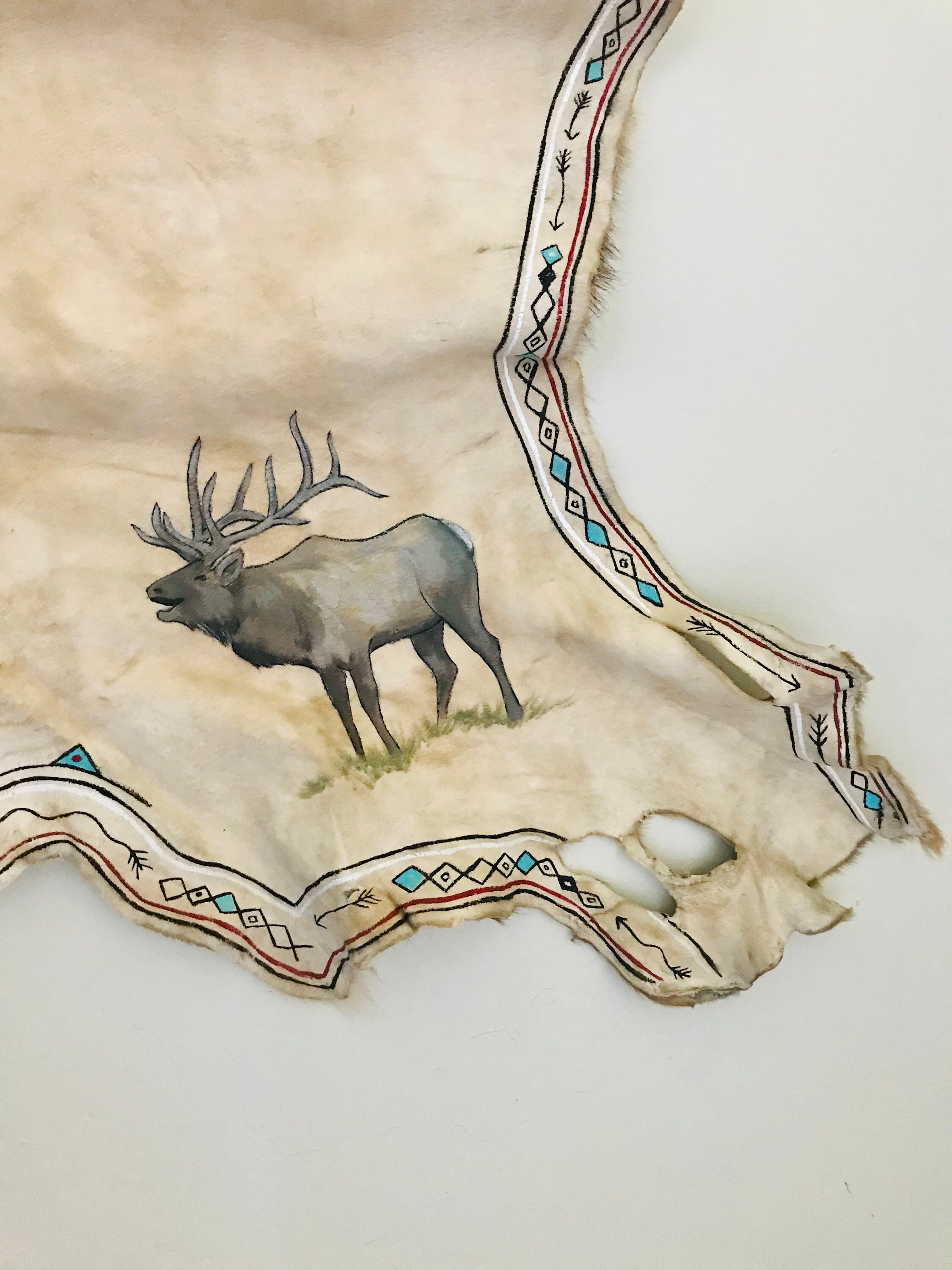 Painted Elk Hide Wall Art - Etsy
