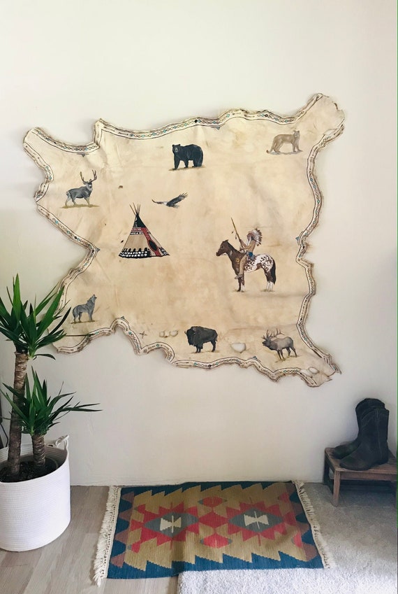 Painted Elk Hide Wall Art | Etsy