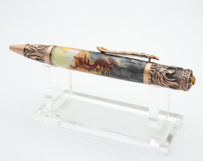 Phoenix Rising Ballpoint Pen, Antique Copper With Phoenix in Resin - Etsy