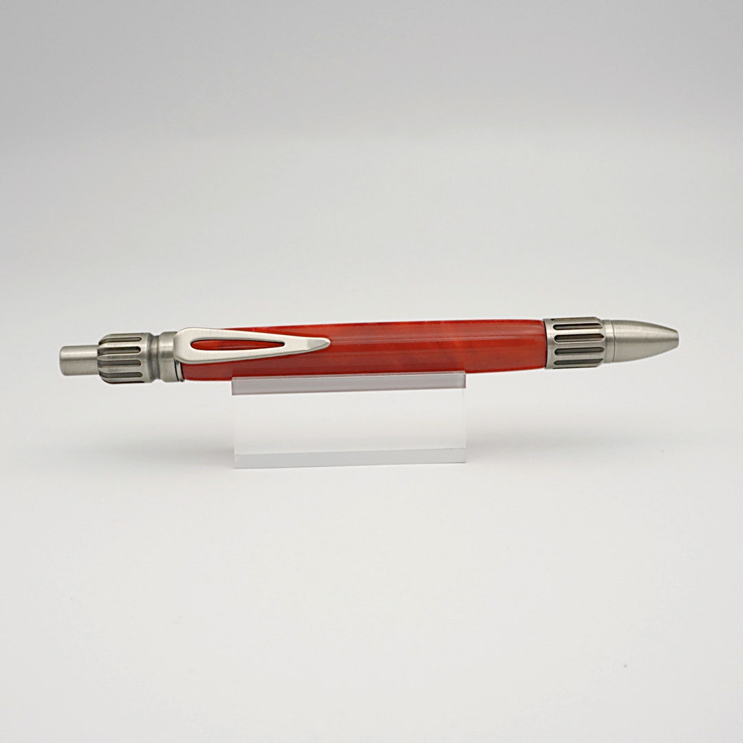 Click Top Pen, Antique Pewter and Red Dreams Resin - Etsy