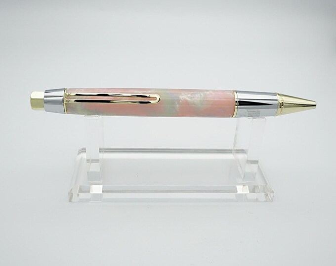 EDC Ballpoint Pen, Gold and Chrome With Four Color Opal Resin - Etsy