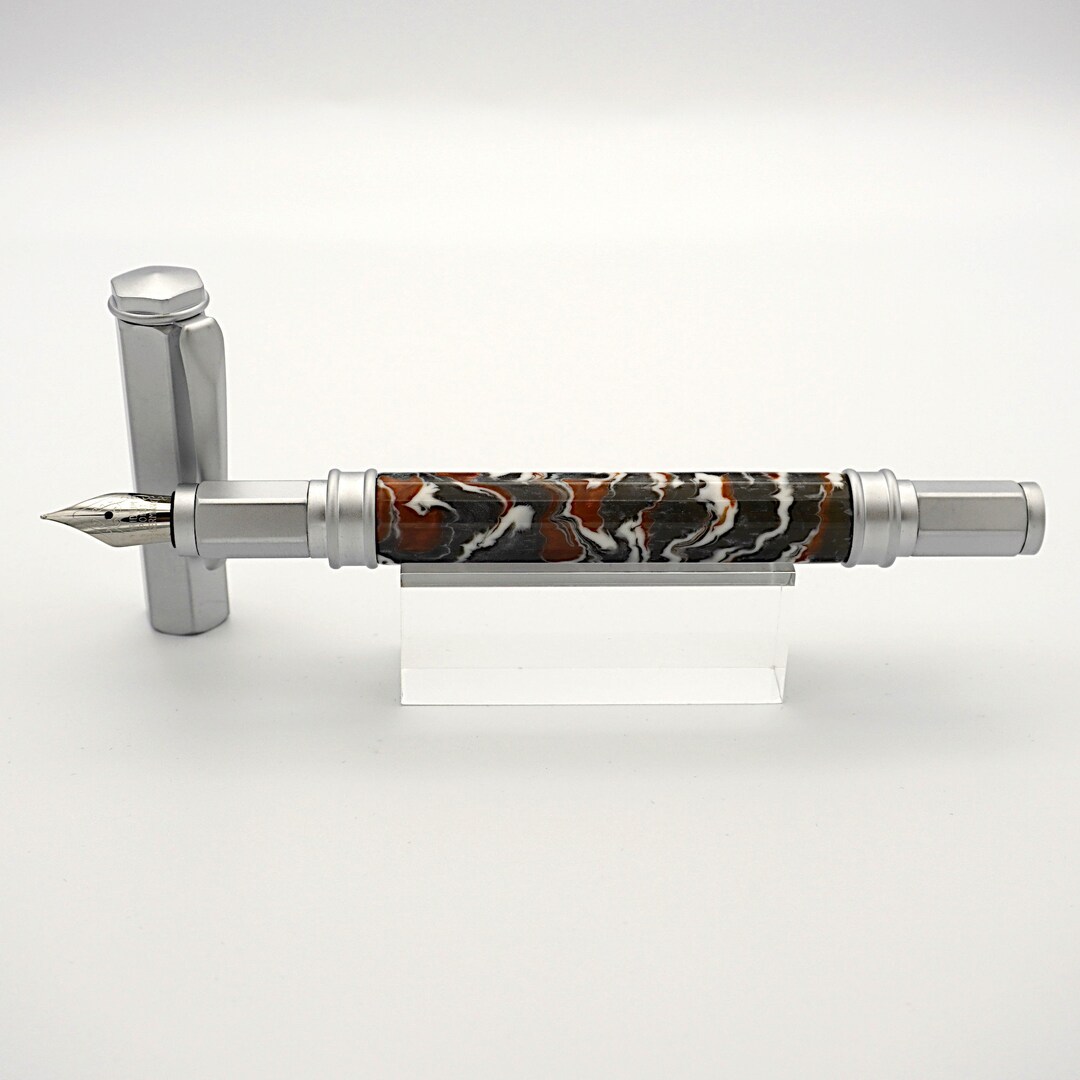 Handmade Industrial Fountain Pen in Brushed Satin and Rust Storm ...