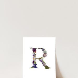 Letter R Pressed Flower Art PRINT | 8x10 Giclee Print on Fine Art Paper ...