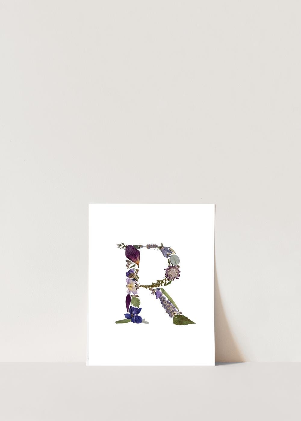 Letter R Pressed Flower Art PRINT | 8x10 Giclee Print on Fine Art Paper ...
