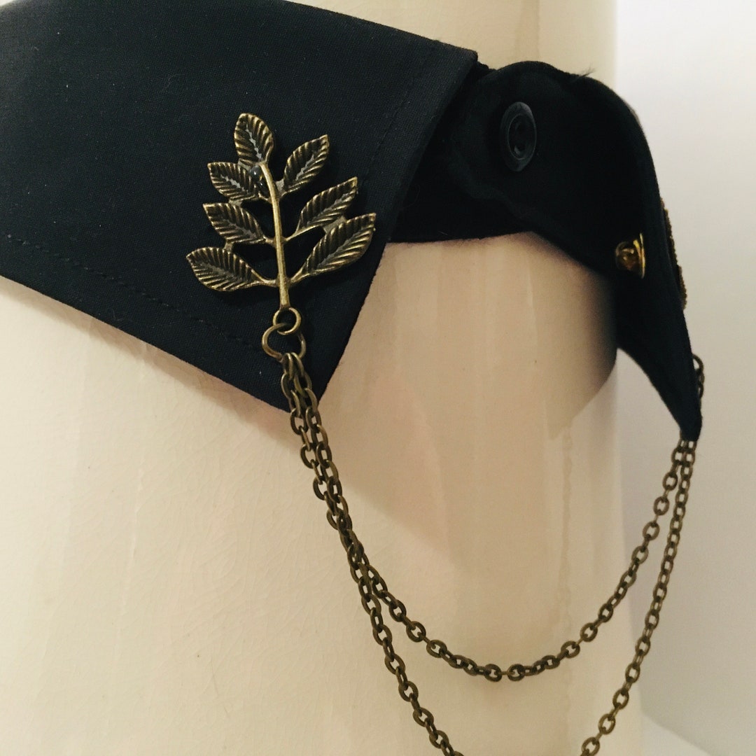 Bronze Collar Pin With Leaves and Chains, Lapel Pin Elegant Gothic ...