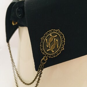 Bronze Collar Pin With Bunnies and Chains, Lapel Pin Elegant Gothic ...