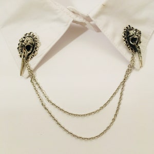 Collar Pin With Raven Skull and Chains Lapel Pin Elegant - Etsy