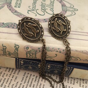 Bronze Collar Pin With Bunnies and Chains, Lapel Pin Elegant Gothic ...
