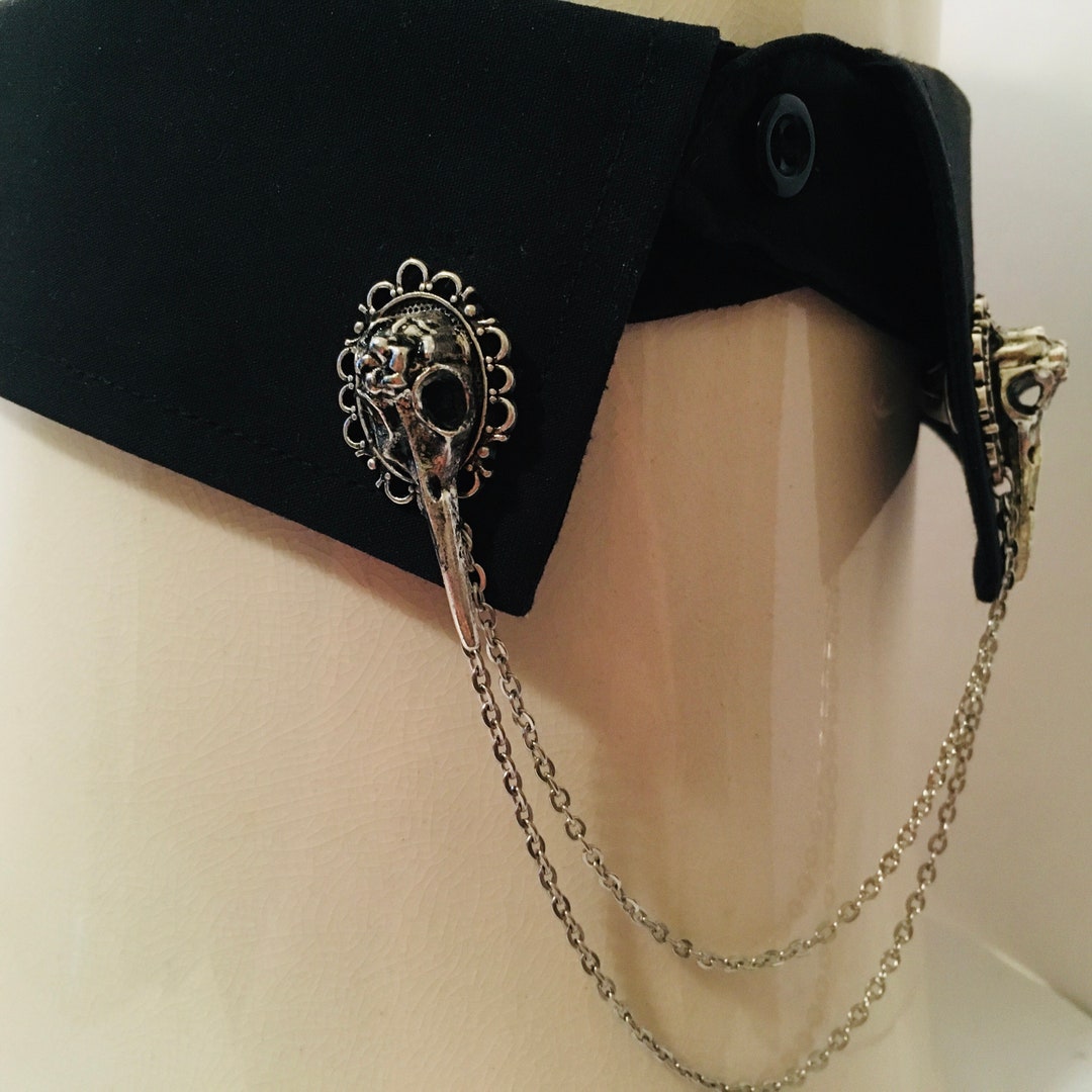 Collar Pin With Raven Skull and Chains, Lapel Pin Elegant Gothic ...