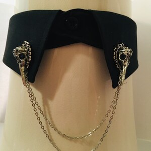 Collar Pin With Raven Skull and Chains Lapel Pin Elegant - Etsy