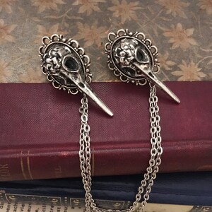 Collar Pin With Raven Skull and Chains Lapel Pin Elegant - Etsy
