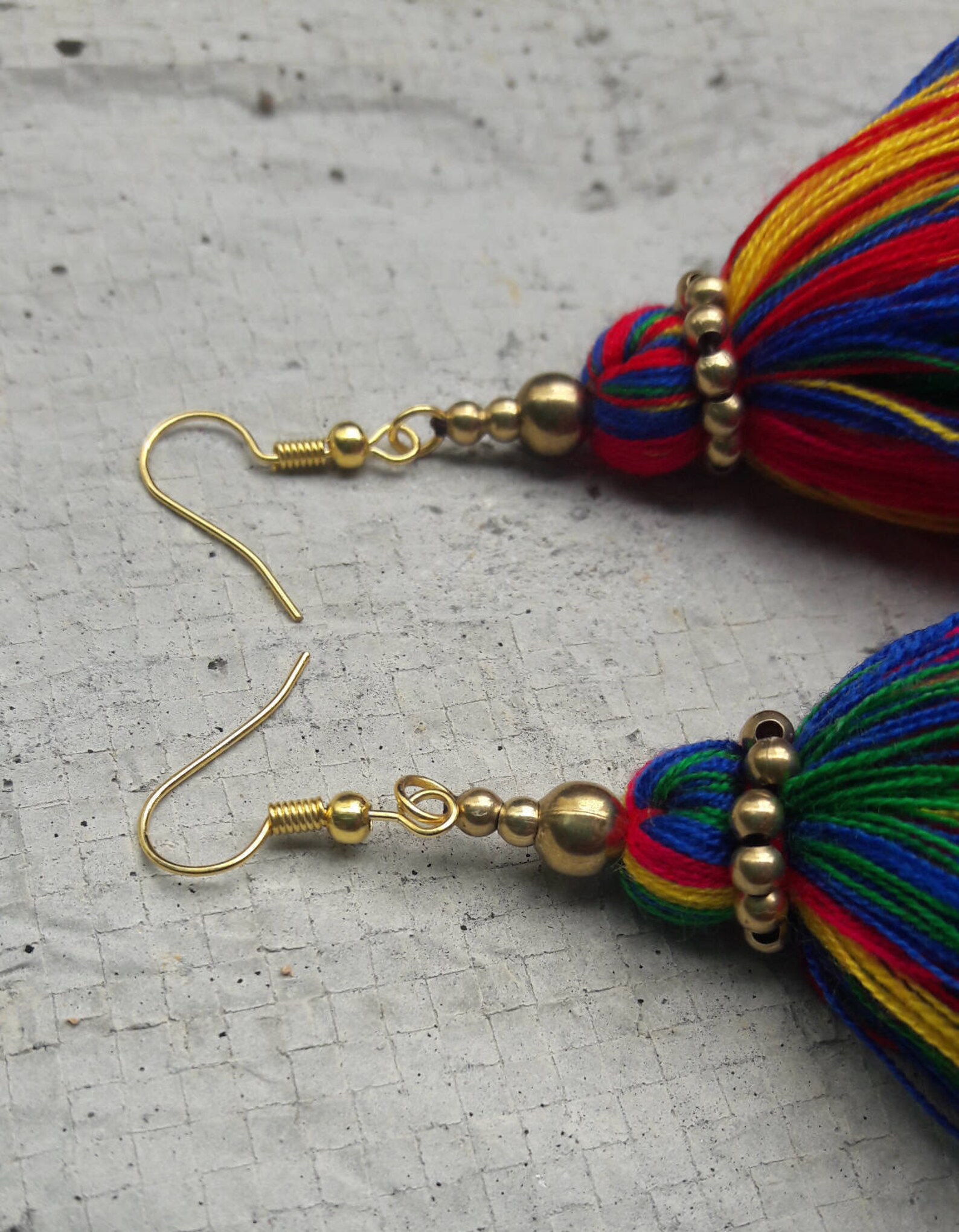 Colorful thread earringsmix color tassel earringsBohemian | Etsy