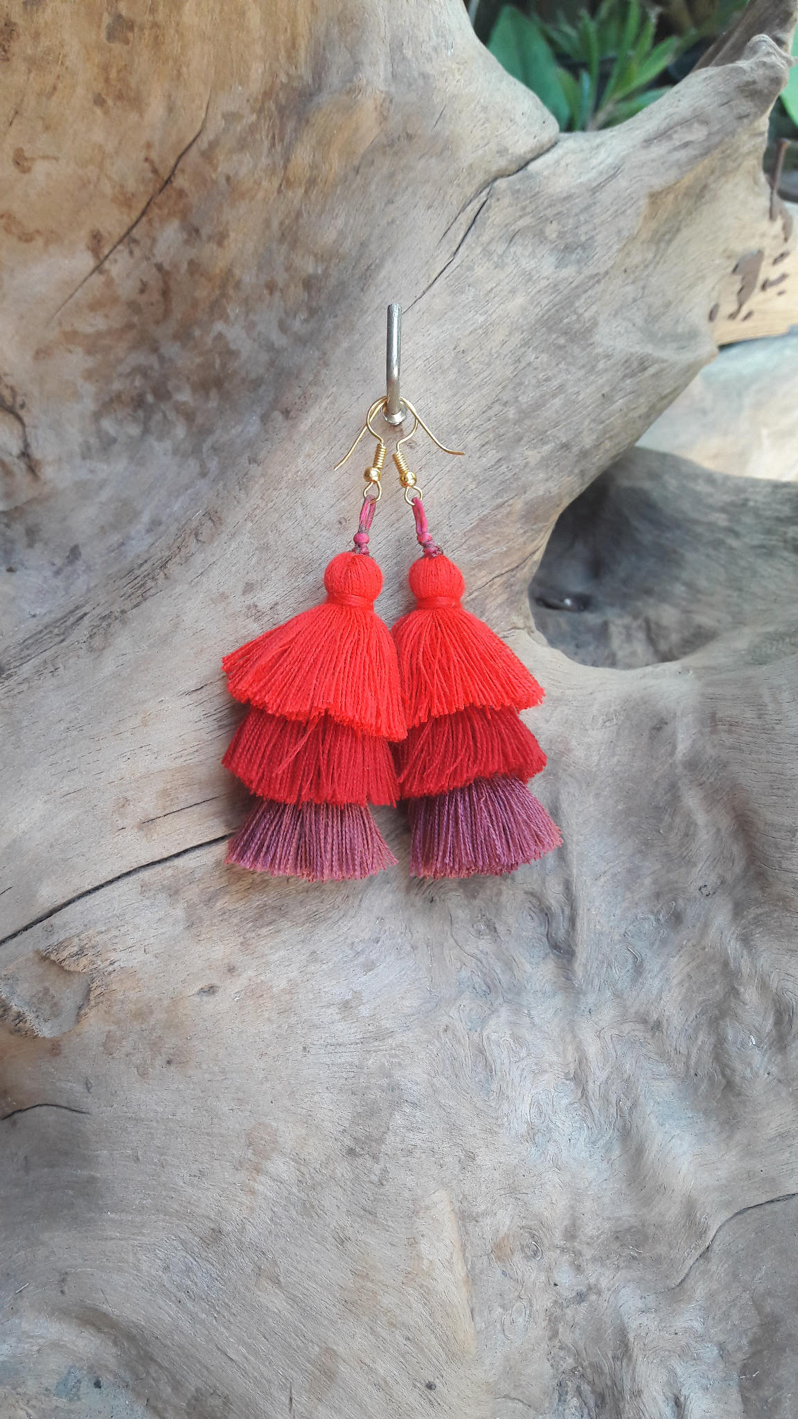 Red Hot Mini Tassel Earringshippie Earringshand Made | Etsy