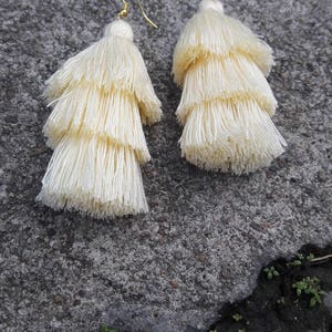 Cream Tassel Earringslayered Tassel Earrings. - Etsy