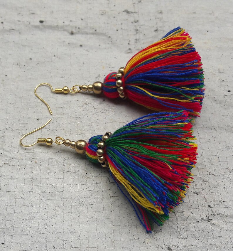 Buy Colorful Thread Earringsmix Color Tassel Earringsbohemian Online in ...
