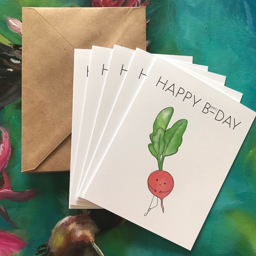 Happy Birthday Greeting Card, Beet Pun Bday Card Single or 5 Pack - Etsy UK