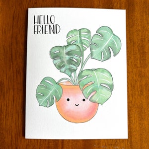 Hello Friend Plant Card | Monstera Plant Card | Just Because Card - Etsy