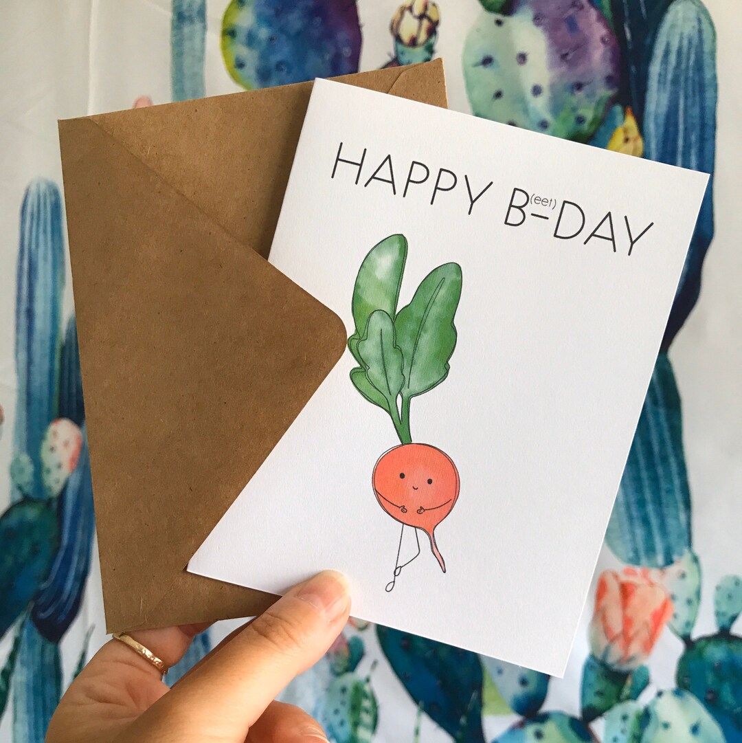 Beet Birthday Card Happy Beet Day Veggie Pun Birthday Card - Etsy