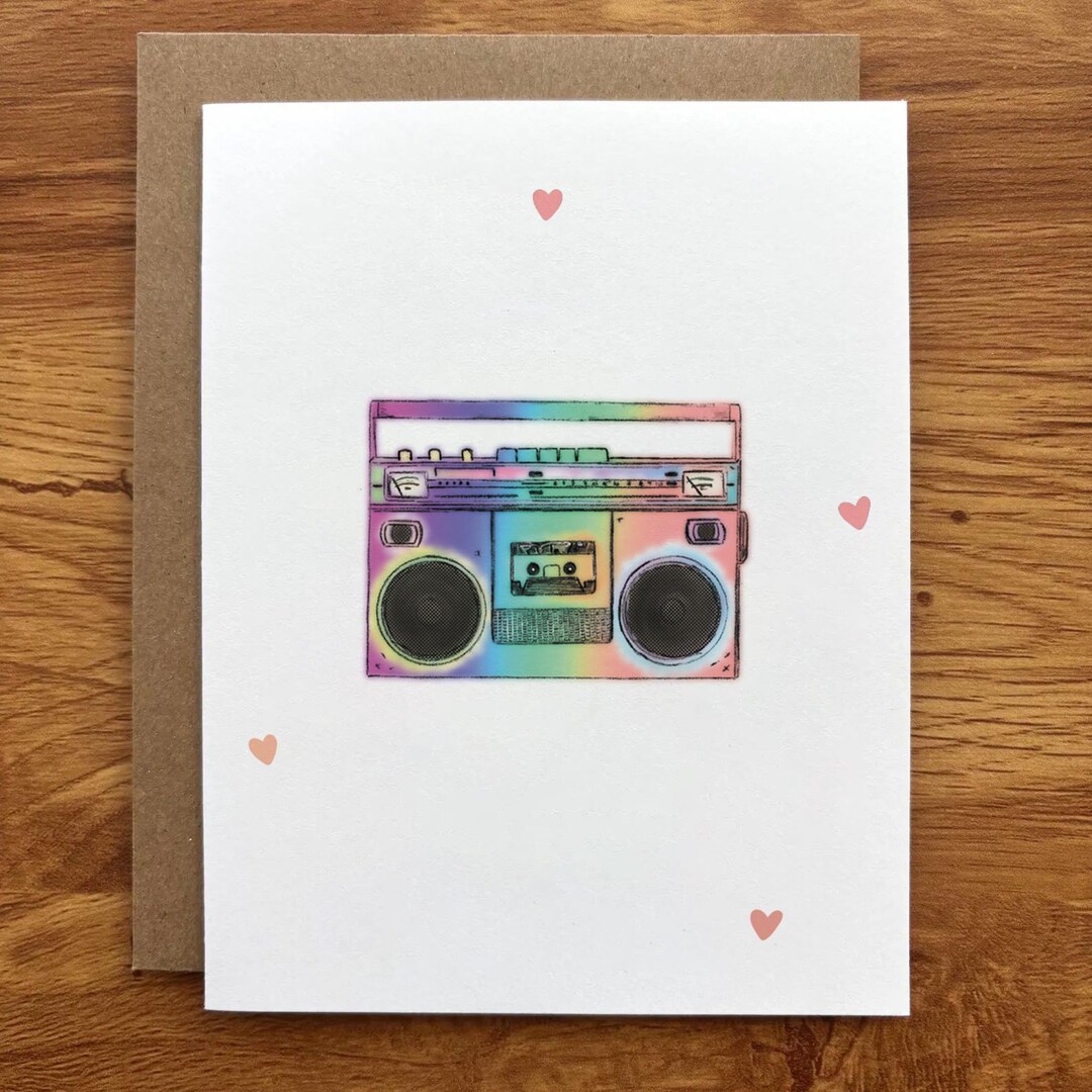 Boombox Card, Rainbow Colors, Card for Any Occasion - Etsy