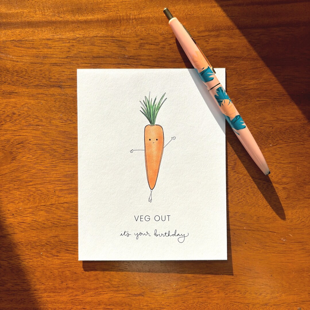 Veg Out Birthday Card Dancing Carrot Birthday Card Punny Birthday Card ...