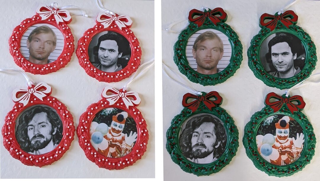 Horror Christmas Wreath Ornament Serial Killers True Crime Stocking ...