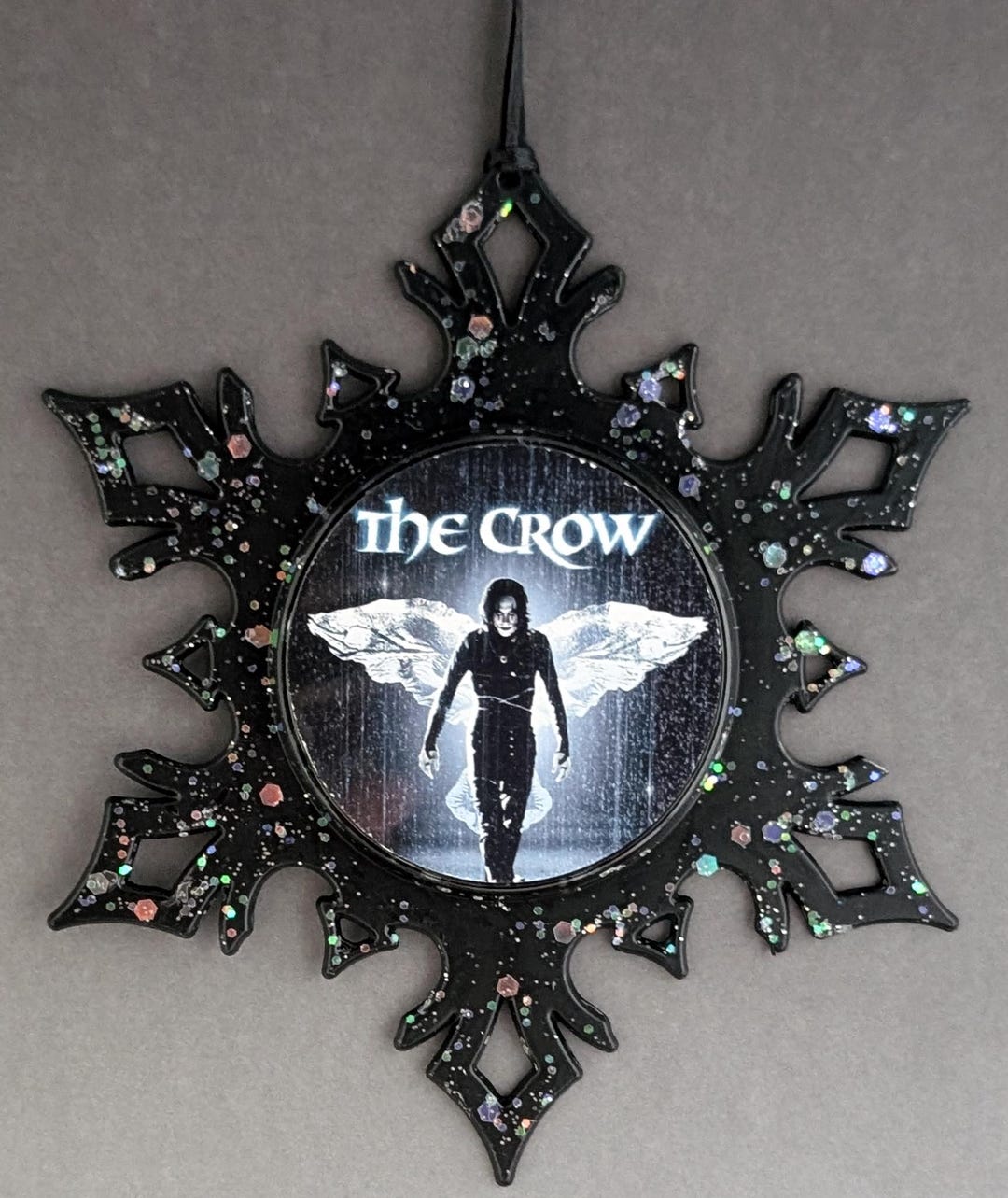 Horror Christmas Black Glitter Snowflake Ornament - the Crow- Halloween ...