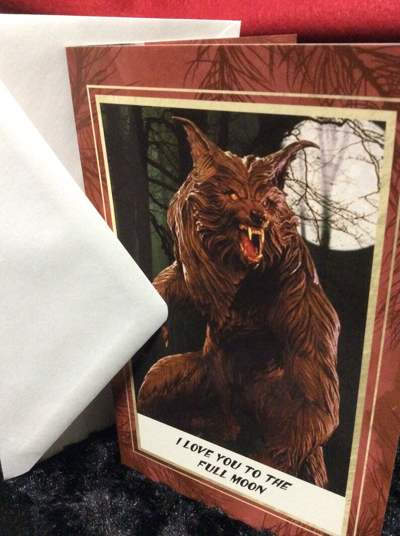 Horror Love Card Full Moon Werewolf Lovers Greeting | Etsy