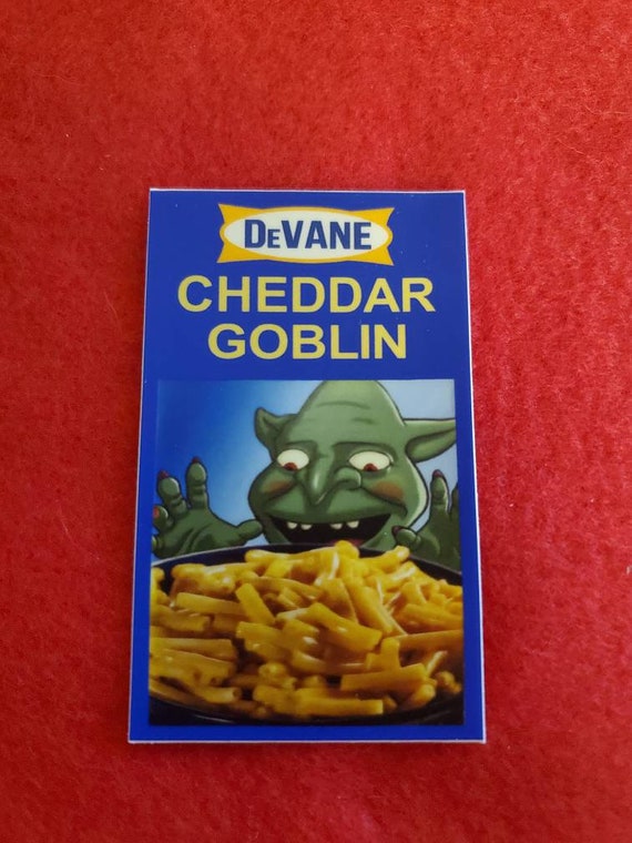 Horror sticker halloween cheddar goblin Mandy Mac n | Etsy