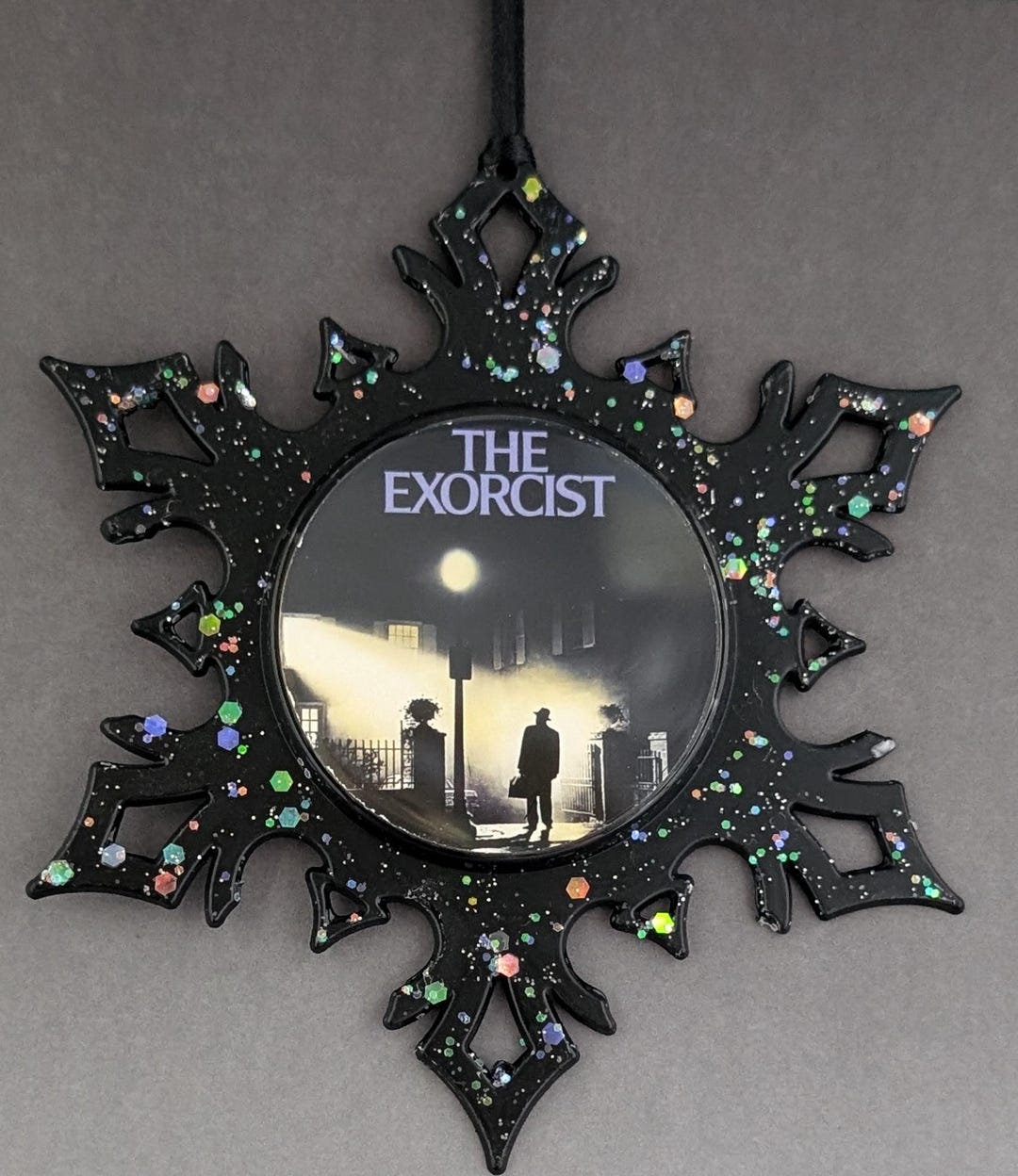 Horror Christmas Black Glitter Snowflake Ornament - the Exorcist ...