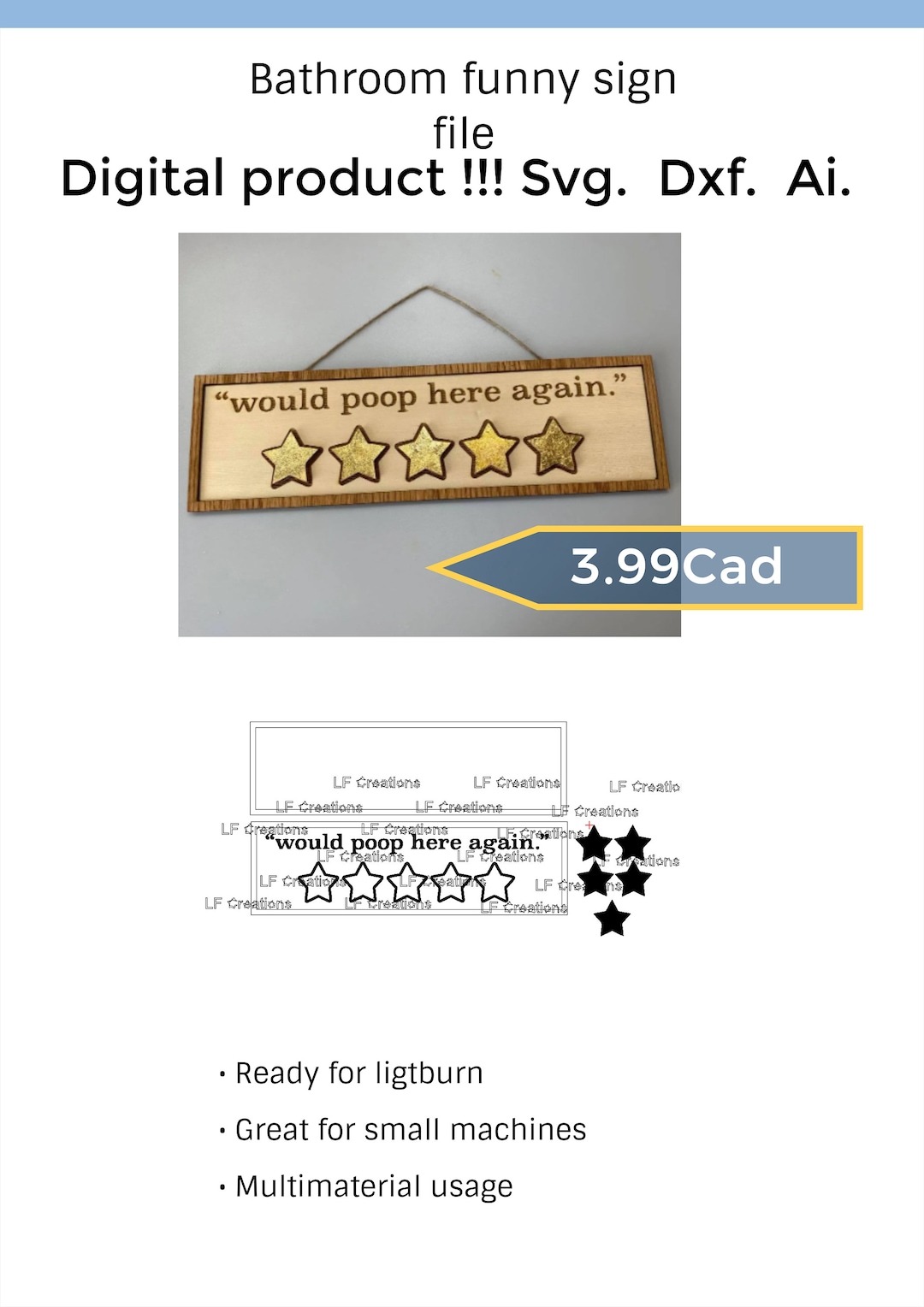 Would Poop . Laser Cut File . Funny Washroom Sign File - Etsy